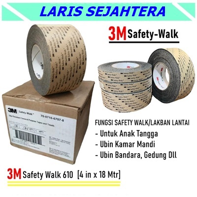 Jual Isolasi Anti Slip 3M 610 Safety Walk Hitam 4 Inch x 18 Meter - Laris Sejahtera